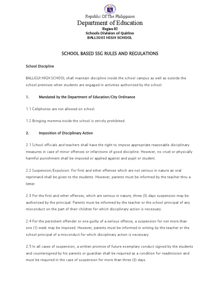 Student Guidelines The School Policies | PDF | Justice | Crime & Violence