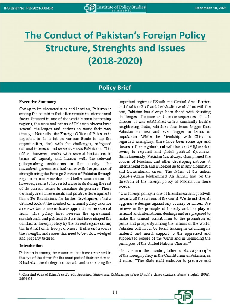 The Conduct of Pakistan's Foreign Policy: Structure, Strength and ...