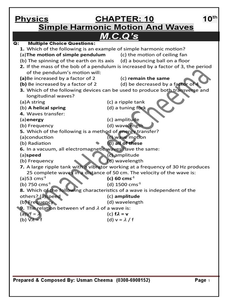10th Class Physics Notes Short Questions Mcqs English Medium | PDF ...