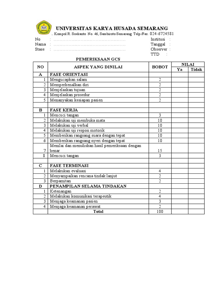 Tool Pemeriksaan GCS | PDF
