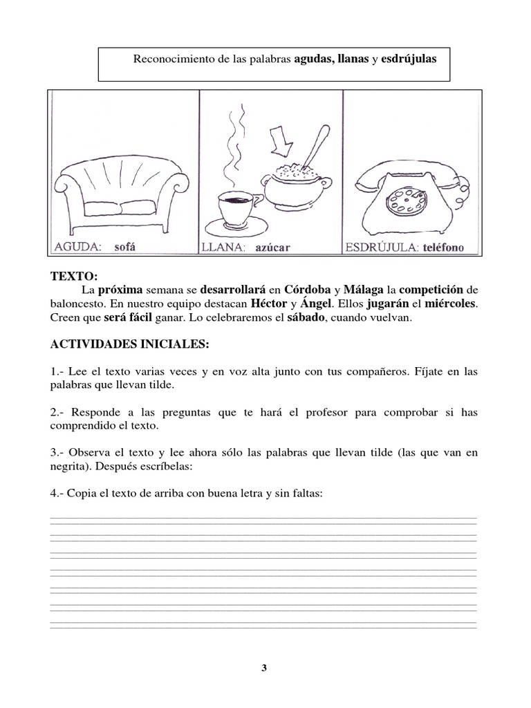 Agudas, Llanas, Esdrujulas 4to | PDF | Lingüística | Fonética