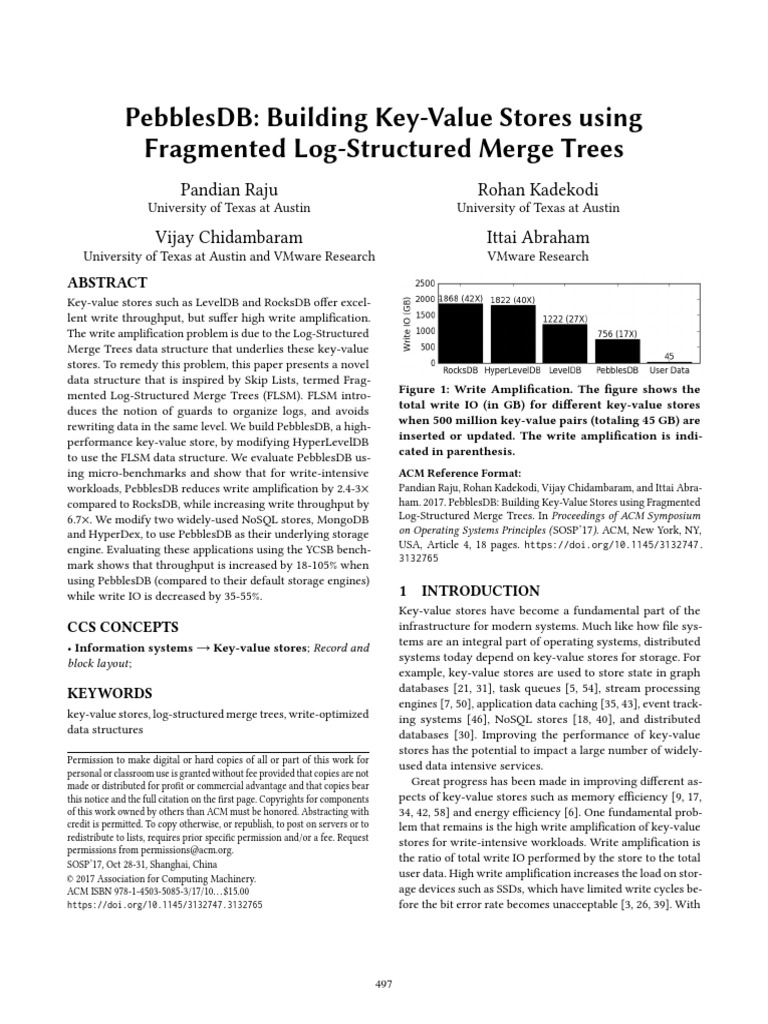Pebblesdb: Building Key-Value Stores Using Fragmented Log-Structured Merge Trees | Download Free ...