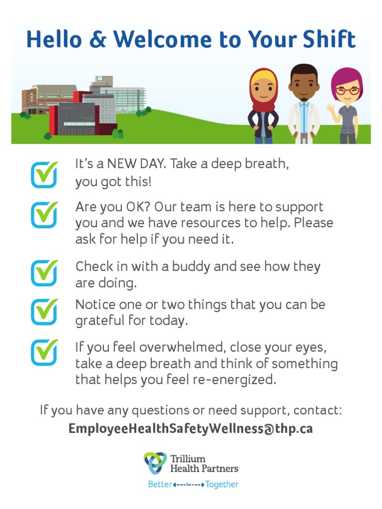 Hello & Welcome To Your Shift: Employeehealthsafetywellness@Thp - Ca | PDF
