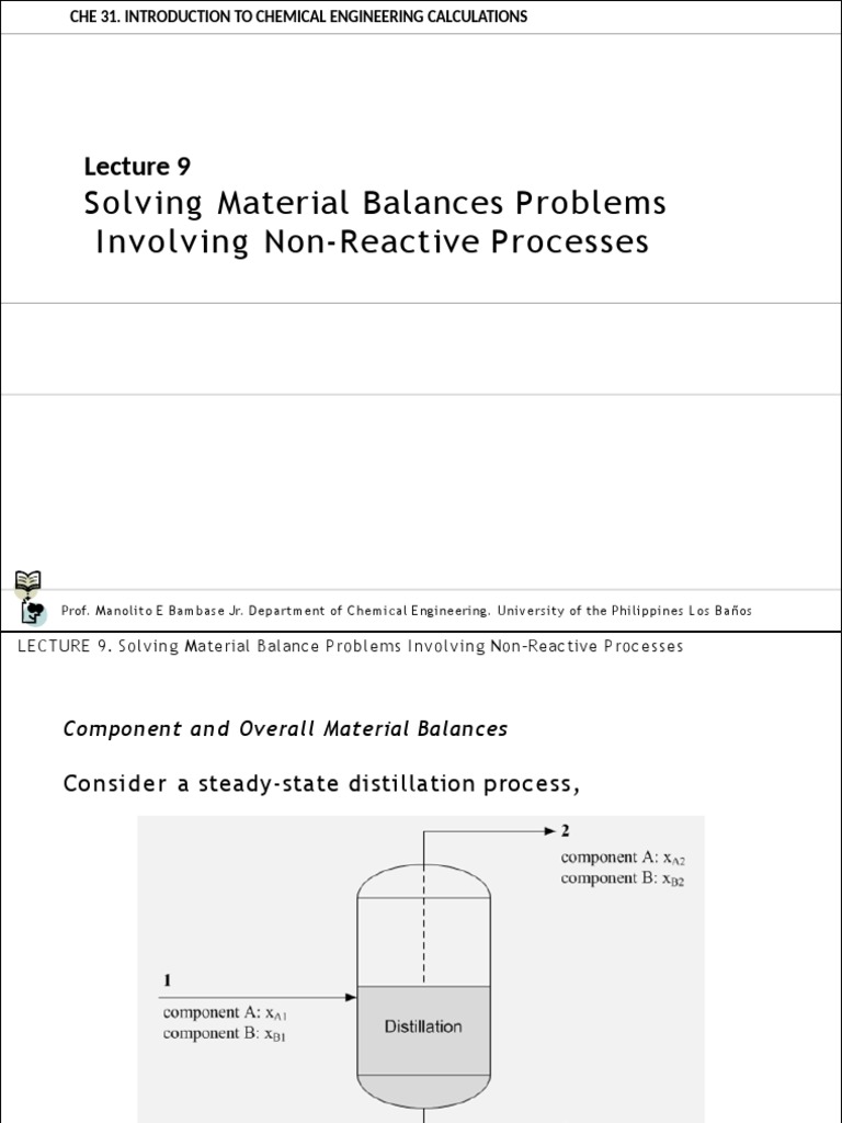 Solving Material Balances Problems Involving Non-Reactive Processes | PDF | Distillation | Flow ...