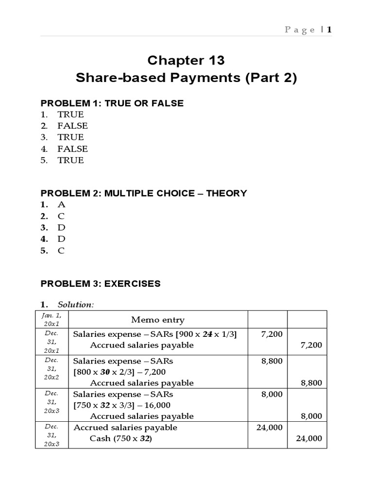Chapter 13: Share-Based Payments Solutions | PDF | Equity (Finance ...