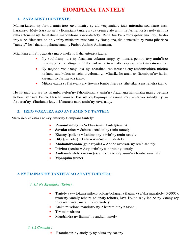 Fiompiana Tantely | PDF