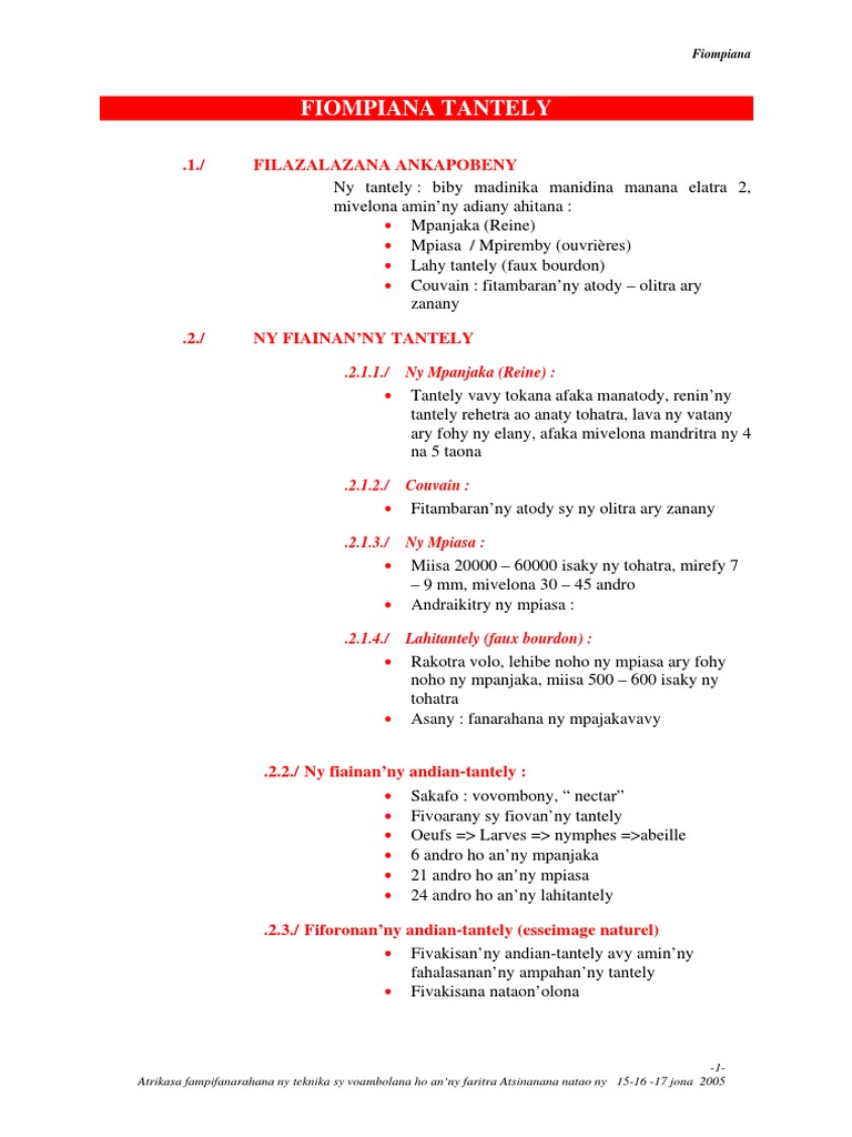 Fiompiana Tantely | PDF