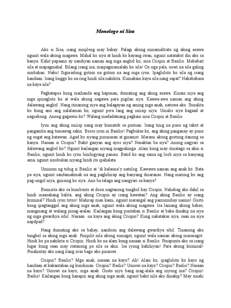 Monologo Ni Sisa | PDF
