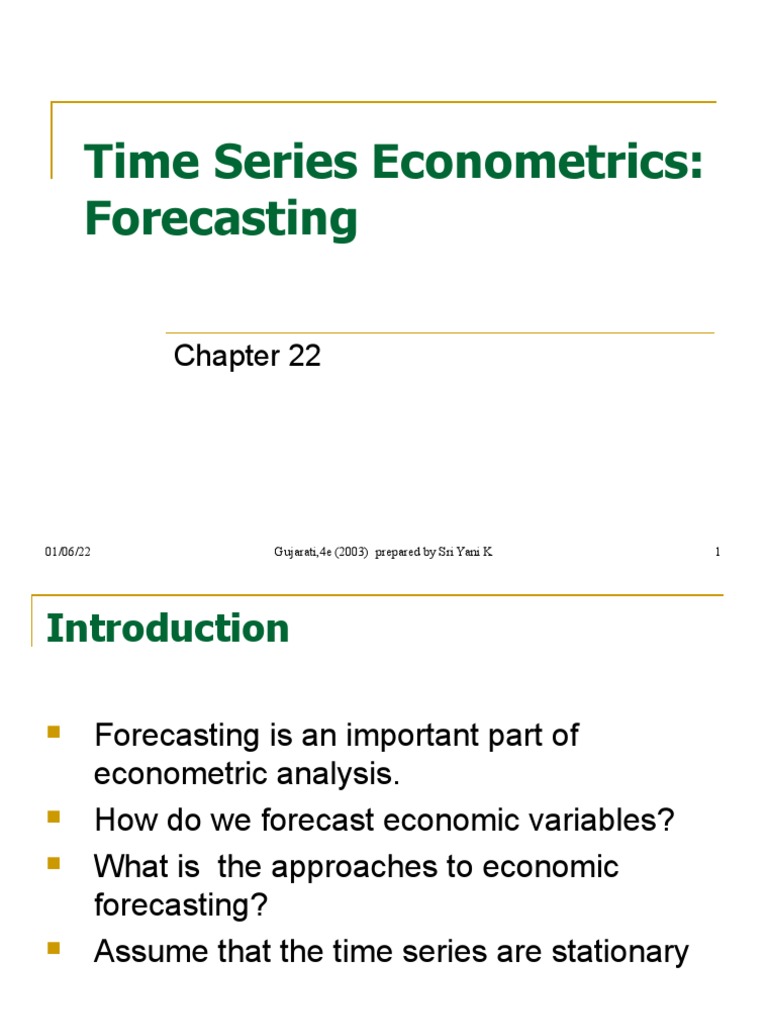 Ch22 Time Series Econometrics - Forecasting | PDF | Autoregressive ...