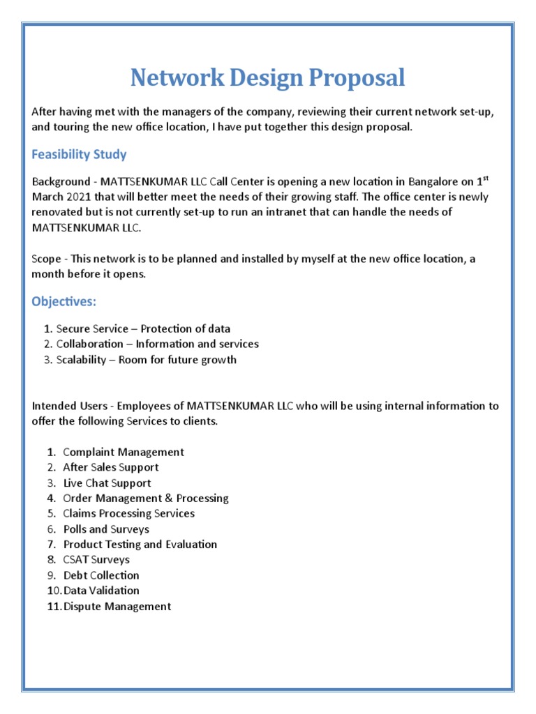 Network Design Proposal: Feasibility Study | PDF | Computer Network ...
