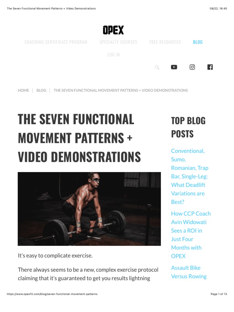 The Seven Functional Movement Patterns + Video Demonstrations | PDF ...