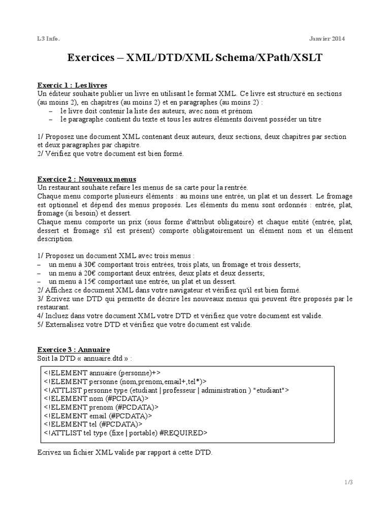 Exercice DTD | PDF | XML | Informatique