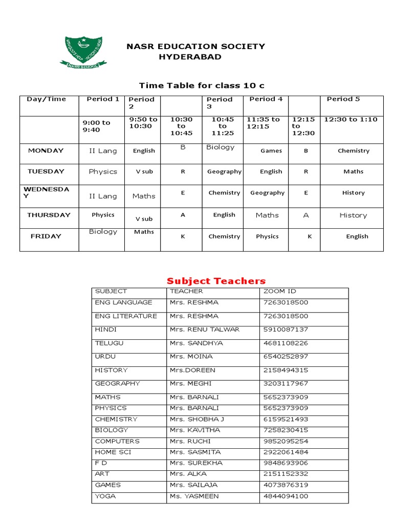10 C Time Table | PDF
