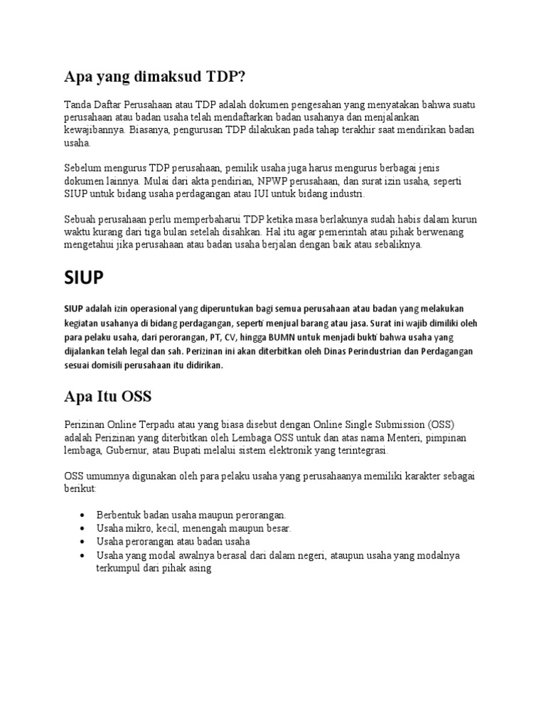 Apa Yang Dimaksud TDP | PDF