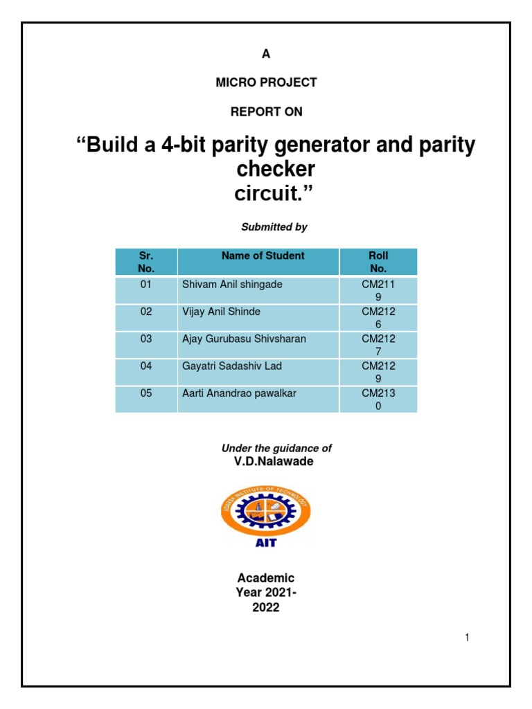 Build A 4-Bit Parity Generator and Parity Checker Circuit. | PDF | Bit ...