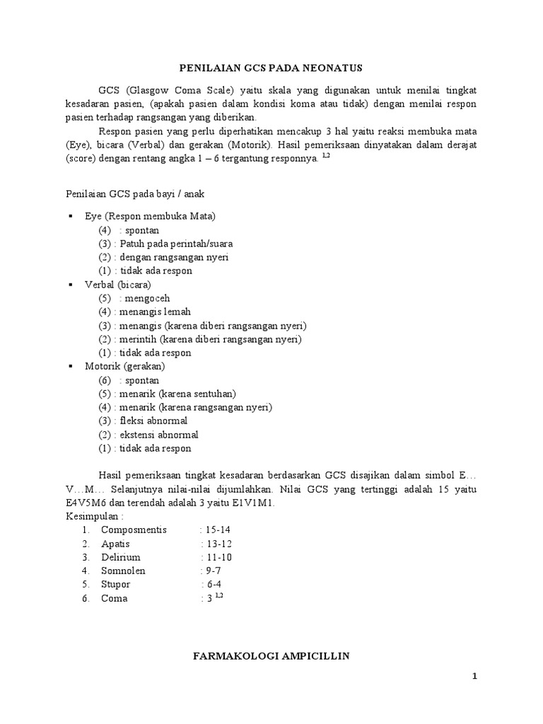 Penilaian Gcs Pada Neonatus | PDF