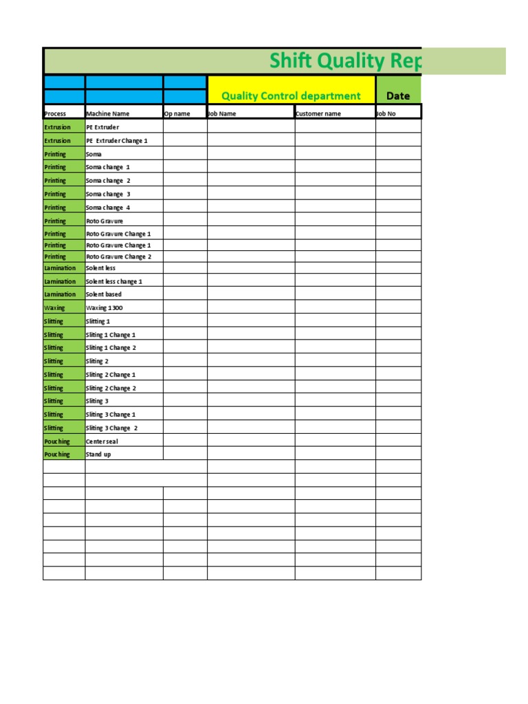 Manufacturing Shift Quality Summary | PDF