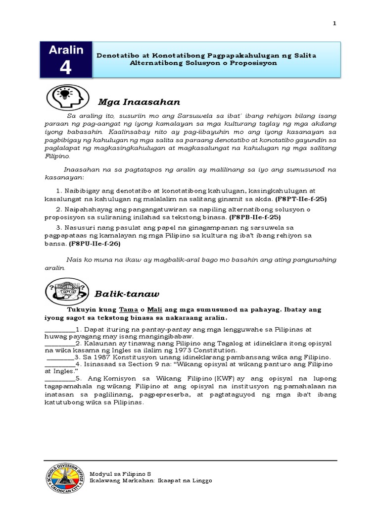 Filipino 8 Q2 Week 4 EVALAUTED FINAL | PDF