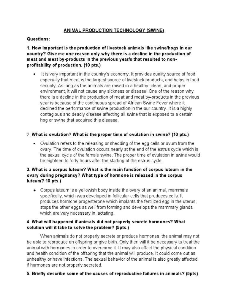 Animal Production Technology (Swine) | PDF | Reproduction | Fertilisation