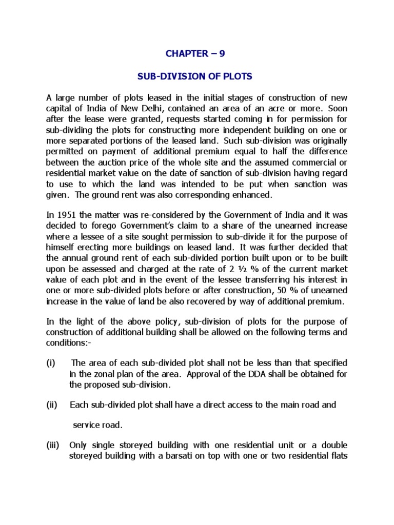 Sub-Division of Plots | PDF | Lease | Renting