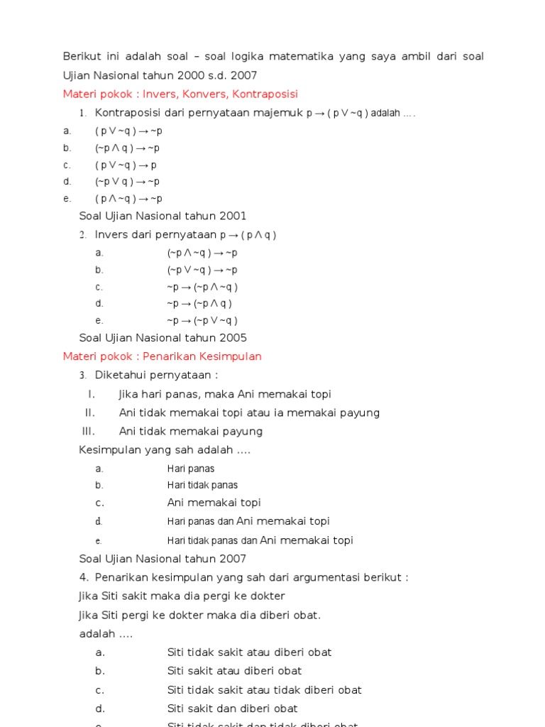 Soal Logika Matematika | PDF