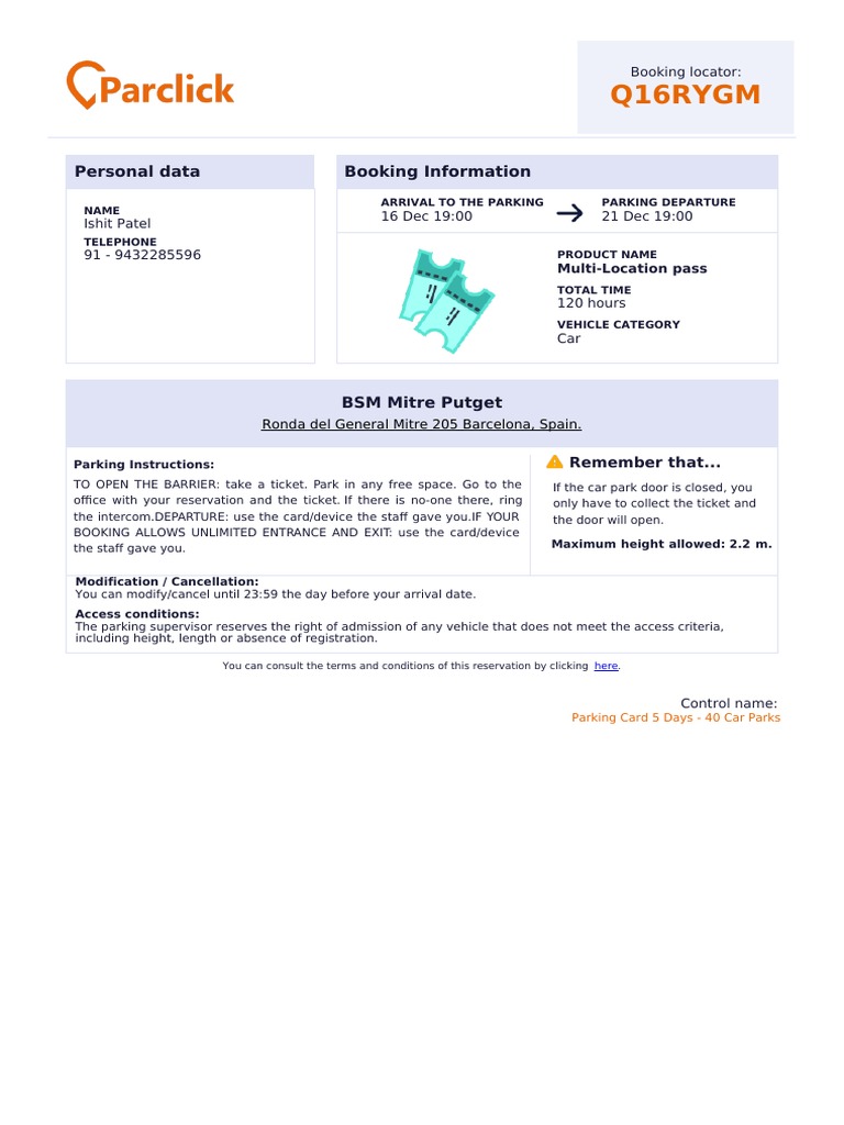 Q16Rygm: Personal Data Booking Information | PDF | Land Transport ...