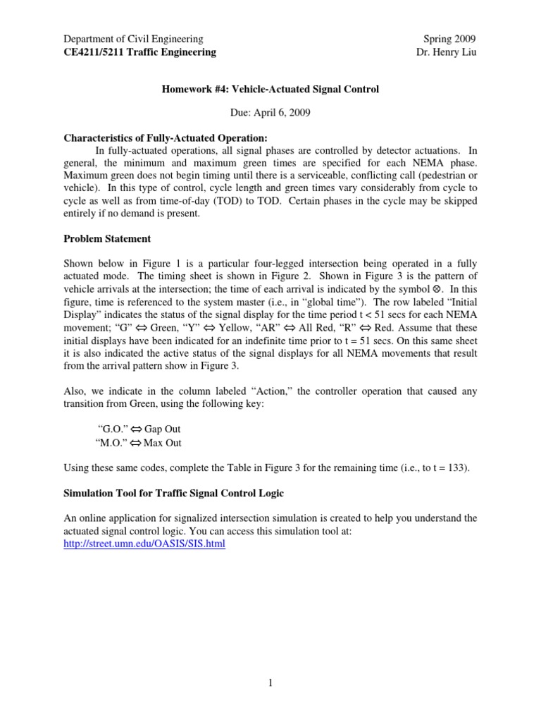 Actuated Signal Control Logic Simulation | PDF | Intersection (Road) | Transportation Engineering
