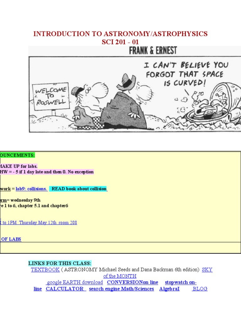 Introduction To Astronomy/Astrophysics SCI 201 - 01: Textbook SKY of ...