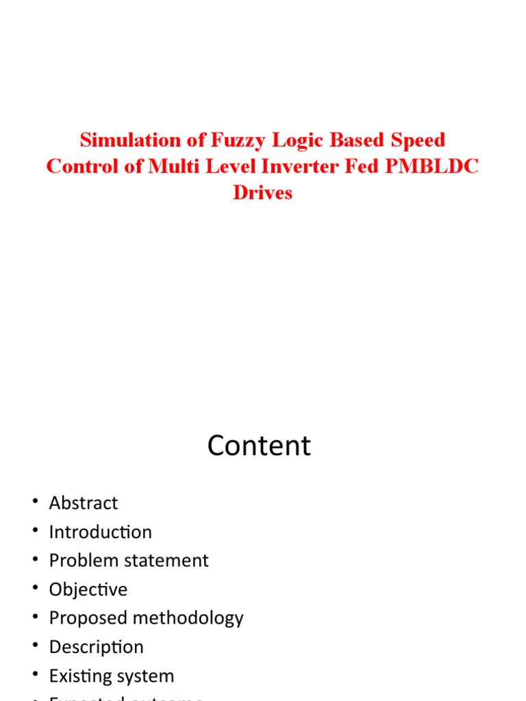 Simulation of Fuzzy Logic Based Speed Control of Multi Level Inverter Fed PMBLDC Drives | PDF ...