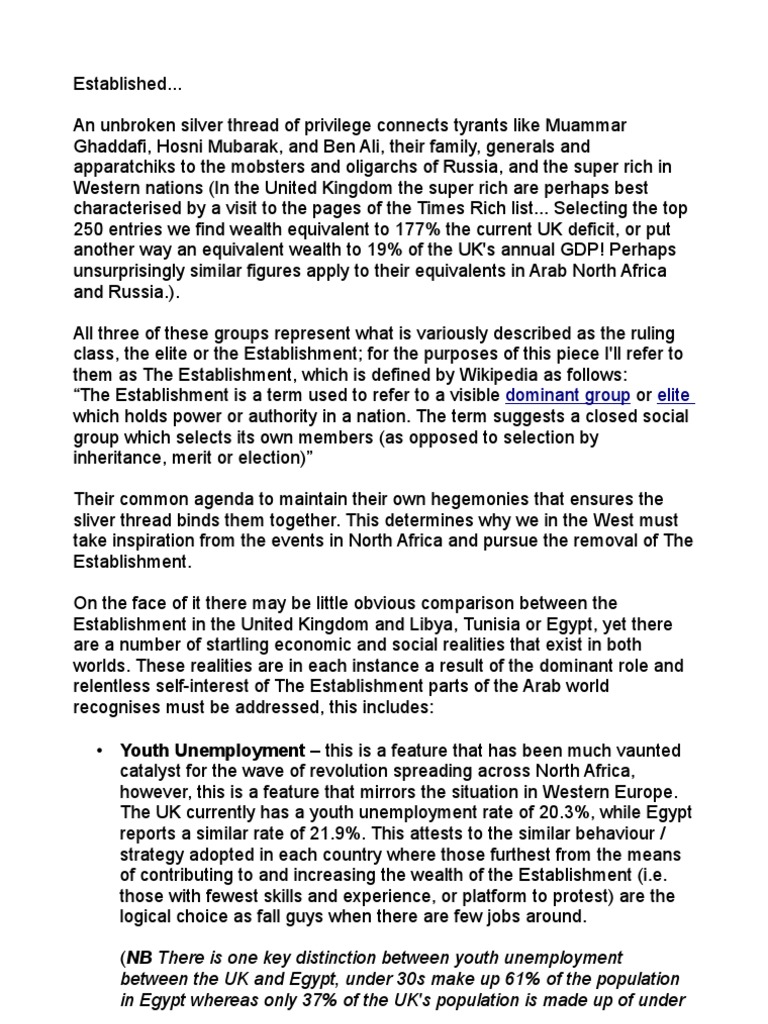 The Establishment | PDF | Arab World | Egypt