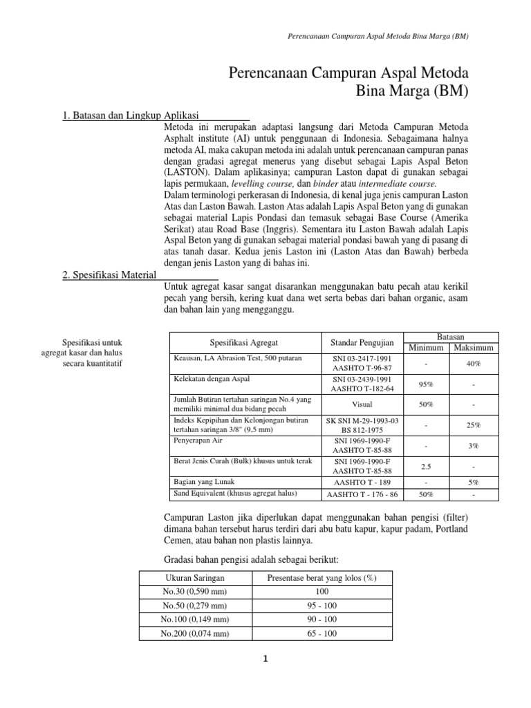 Perencanaan Campuran Aspal (HOT MIX) | PDF