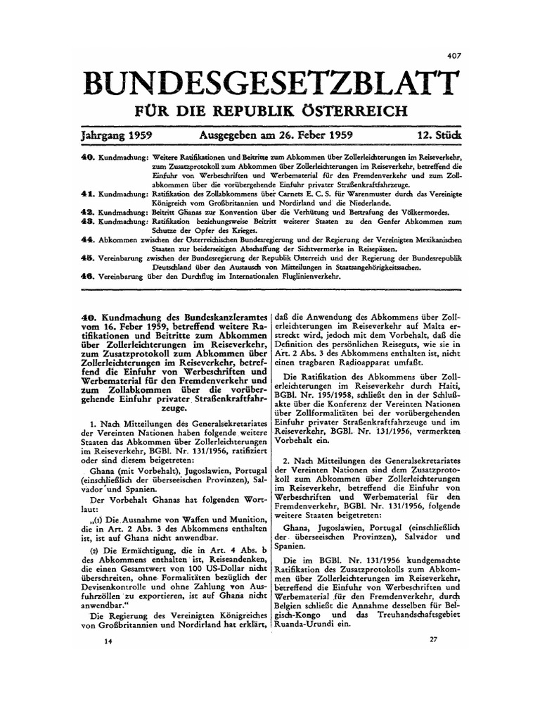 Bundesgesetzblatt: Für Die Republik Österreich | PDF