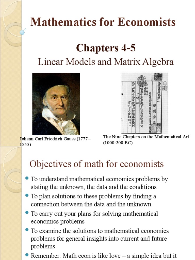 Linear Algebra in Economic Models | PDF | Matrix (Mathematics ...