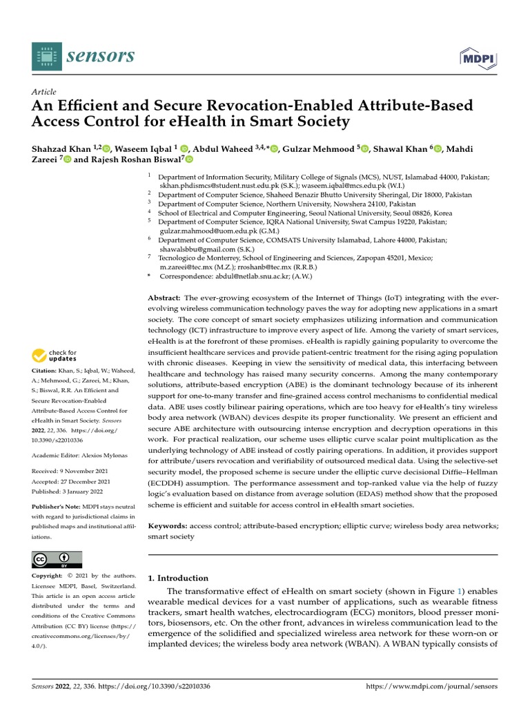 Sensors An Efficient And Secure Revocation Enabled Attribute Based