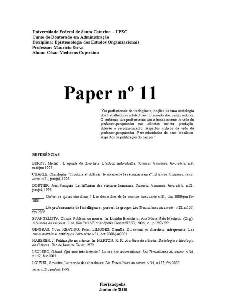 Modelo Paper | Ciência | Economia