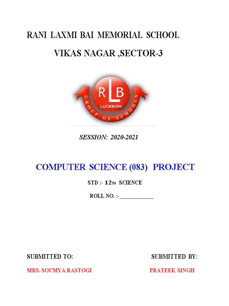 Rani Laxmi Bai Memorial School Vikas Nagar, Sector-3: Computer Science ...