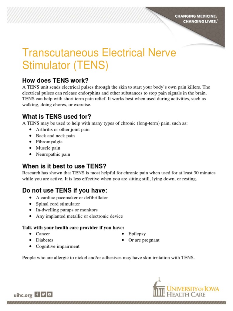 Transcutaneous Electrical Nerve Stimulator (TENS) : How Does TENS Work ...