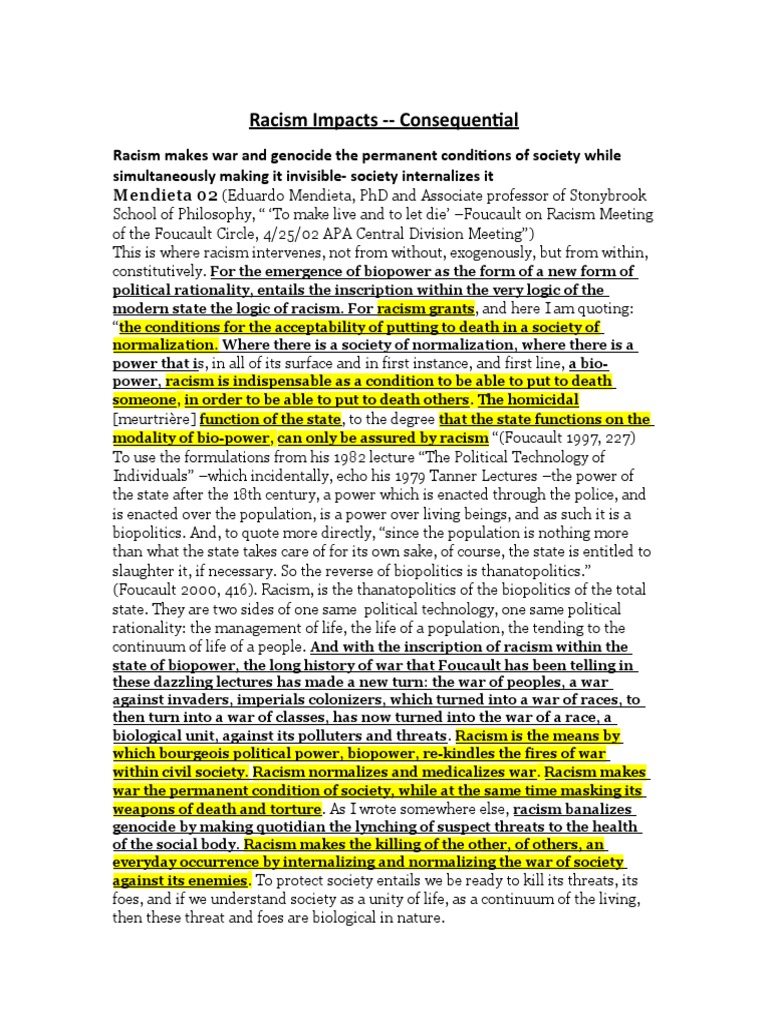 Impacts - Racism | PDF | Racism | Discrimination & Race Relations