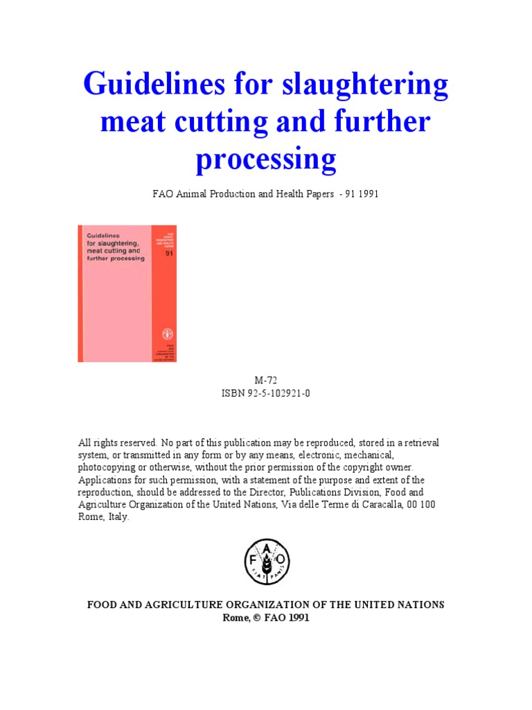 Guidelines For Slaughtering Meat Cutting and Further Processing | PDF ...