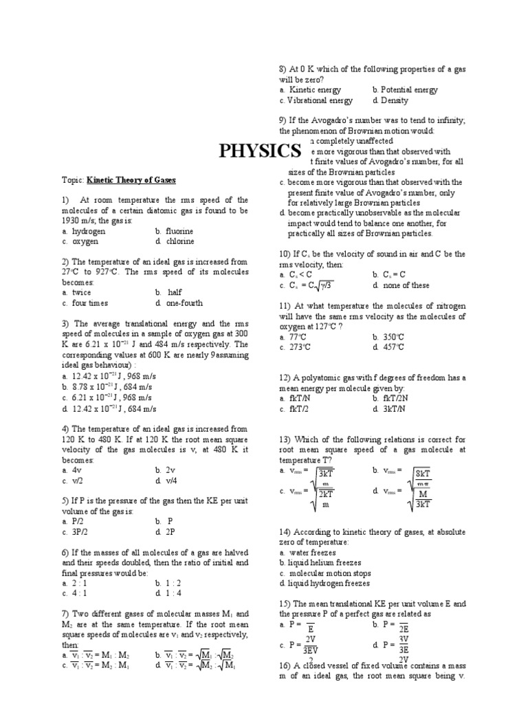 Kinetic Theory of Gases | PDF | Thermal Expansion | Gases