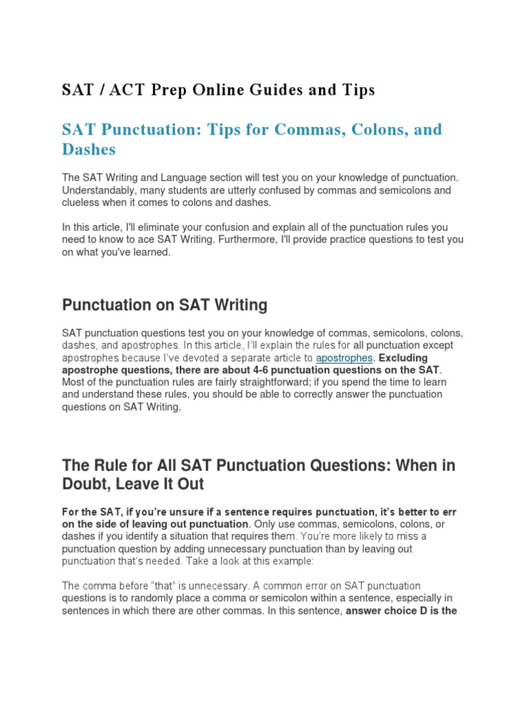 SAT Punctuation | PDF
