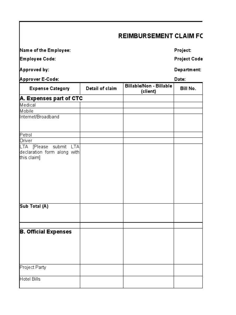 Reimbursement Form | PDF