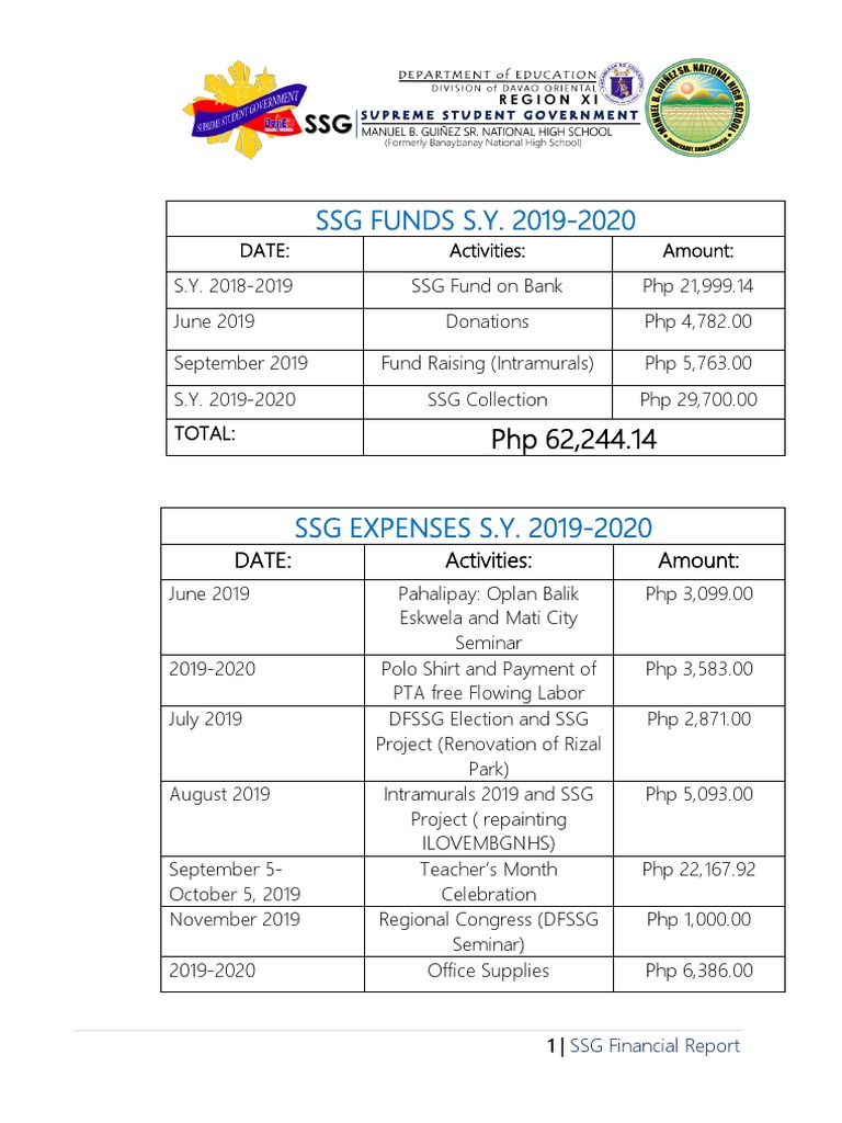 SSG Expenses Report Final | PDF