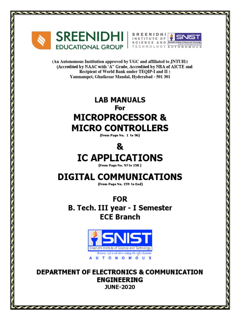 ECE Lab Manual for Microprocessors | PDF | Assembly Language | Engineering