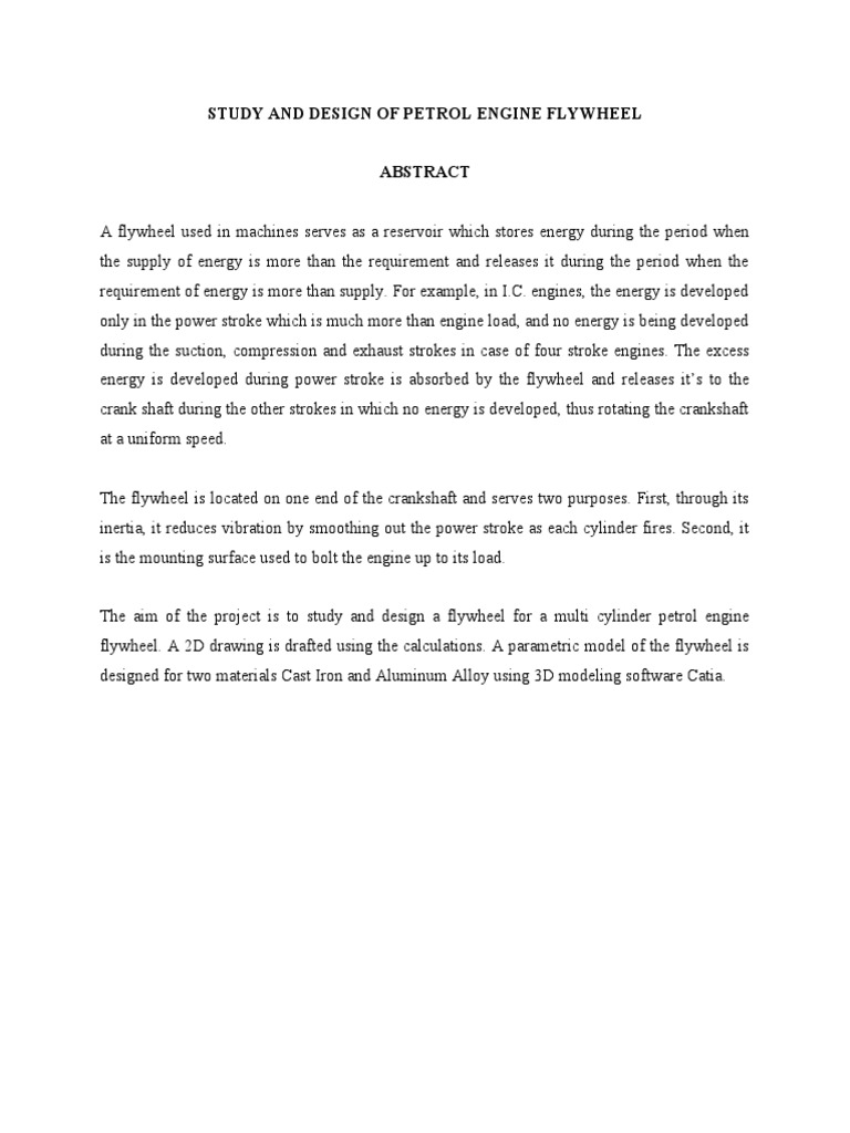 Study and Design of Petrol Engine Flywheel | PDF | Business | Computers
