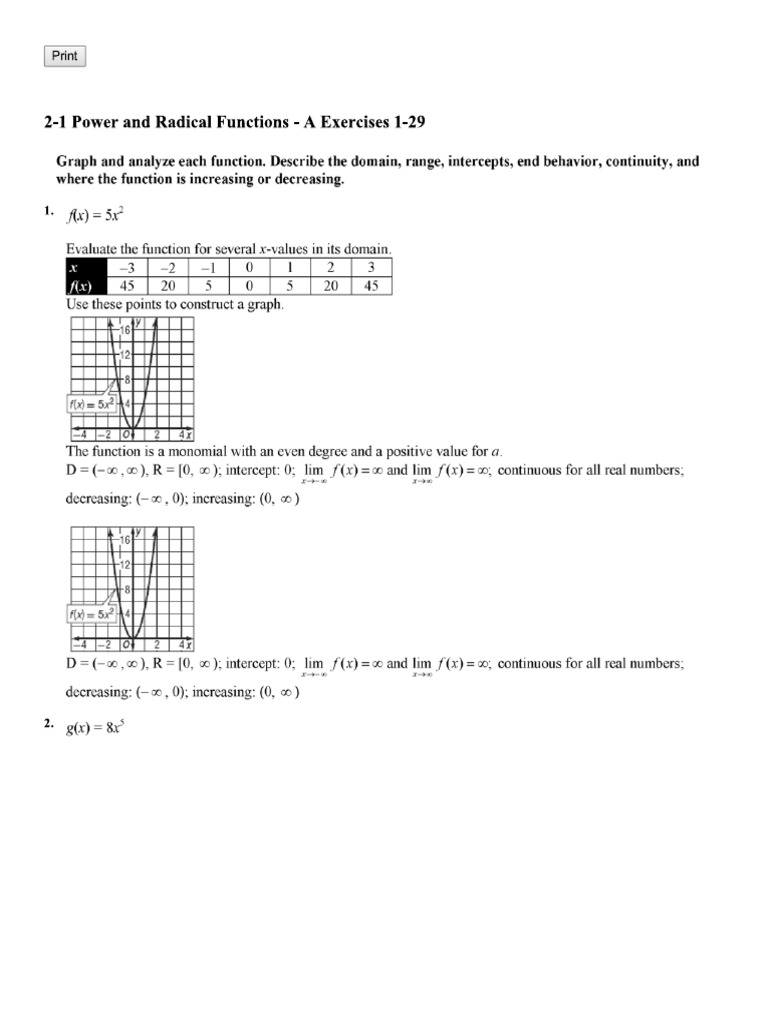 2-1 Power and Radical Functions | PDF