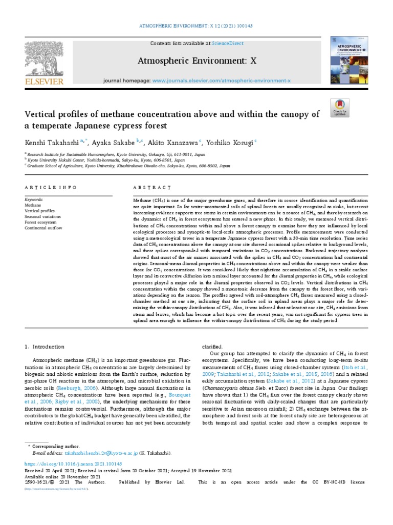 Atmospheric Environment: X: Kenshi Takahashi, Ayaka Sakabe, Akito Kanazawa, Yoshiko Kosugi | PDF ...