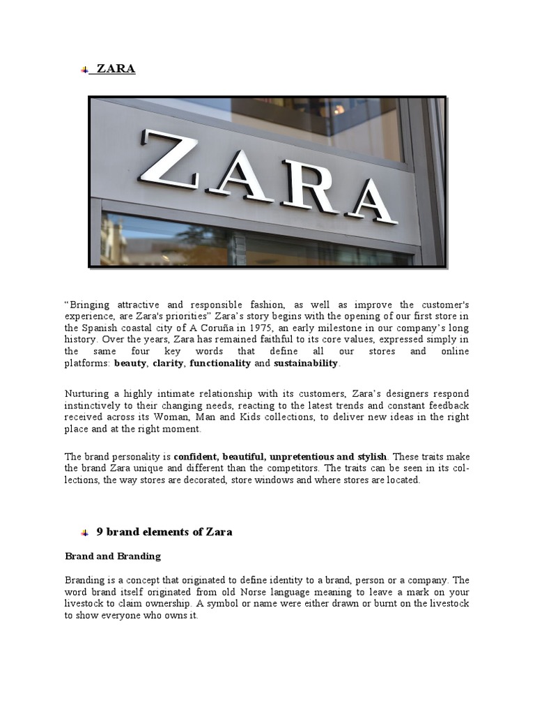 9 Brand Elements of Zara | PDF | Brand | Fashion