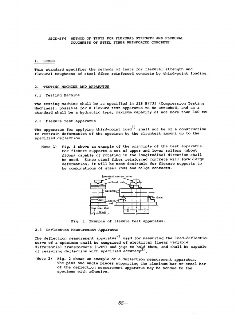JSCE SF4 Method of Test For Flexural Strength and Flexural Toughness | PDF