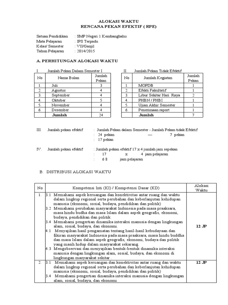 RPE Kelas 7 | PDF | Sains & Matematika